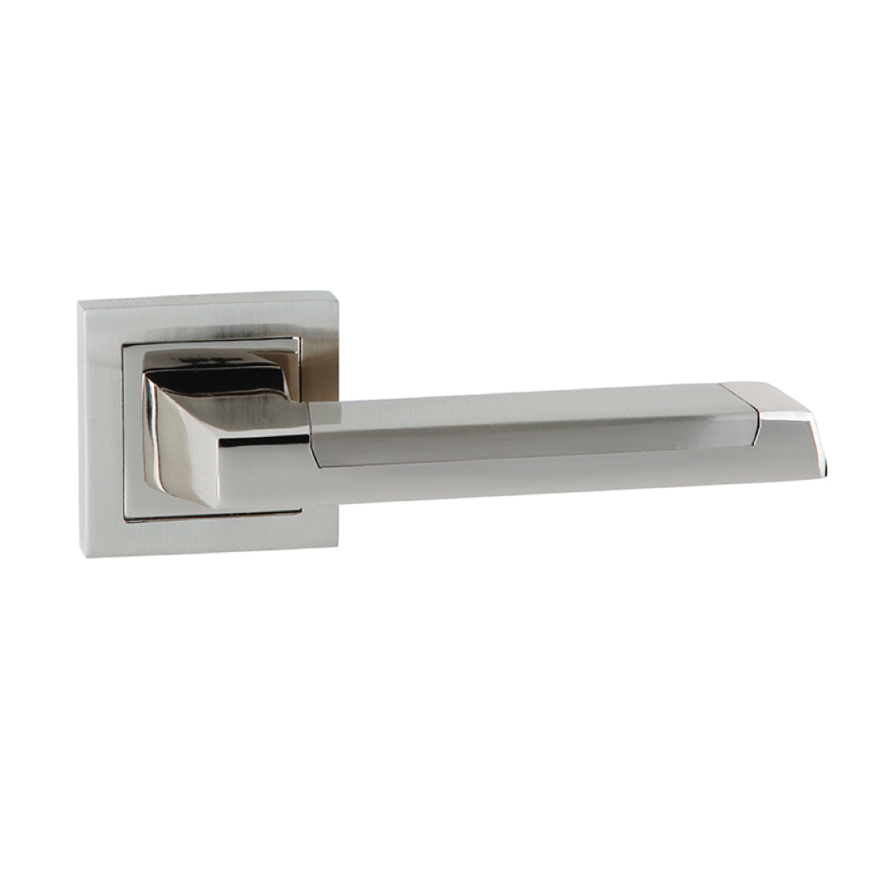 Zamak model '620' handle with square rosette in two-tone finish for do