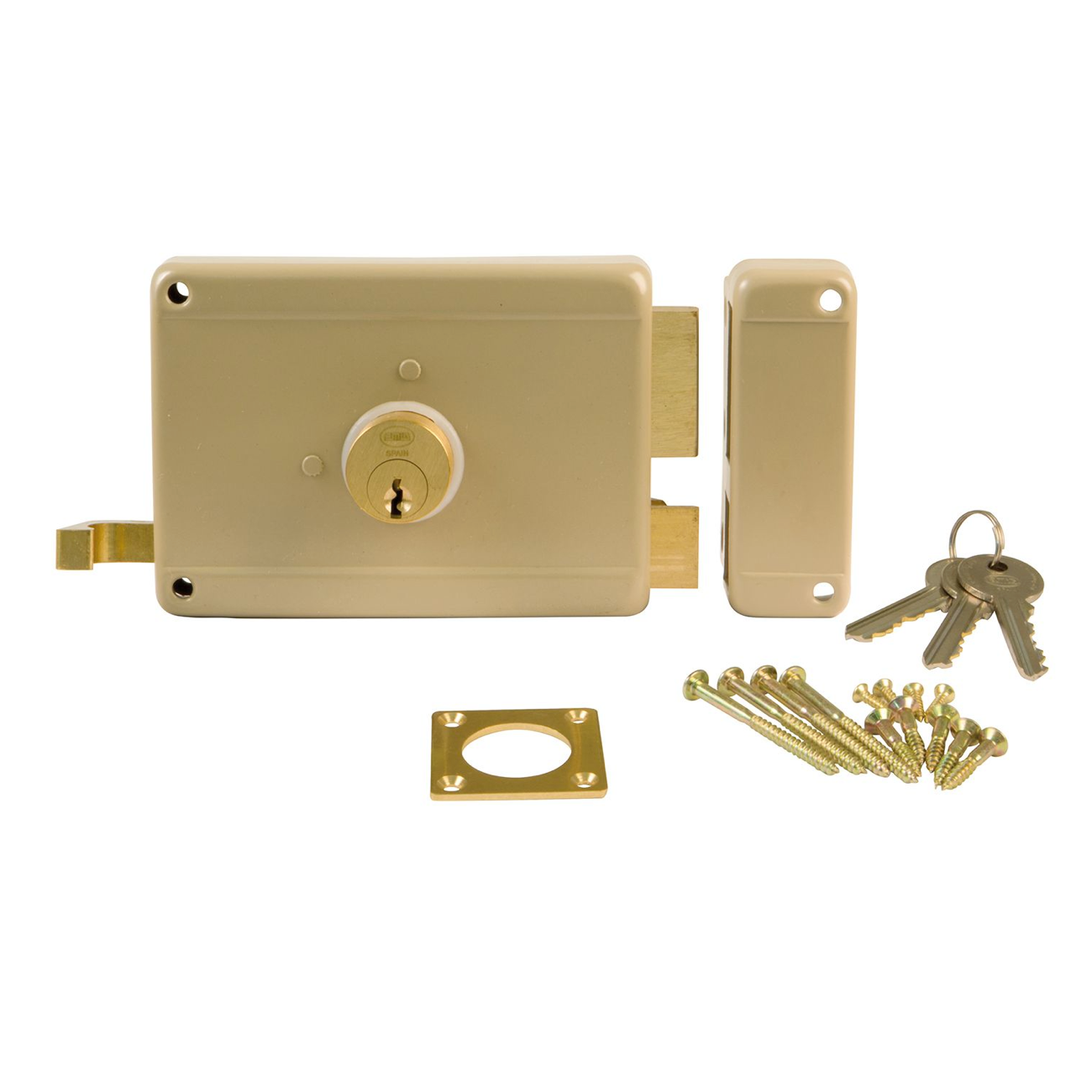 120mm rim lock in beige with 5 serreta keys